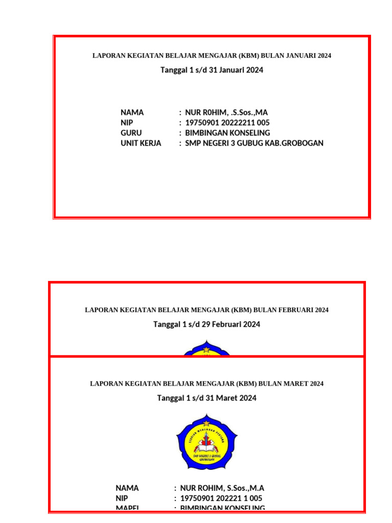 COVER LAP. KBM DG PTM | PDF