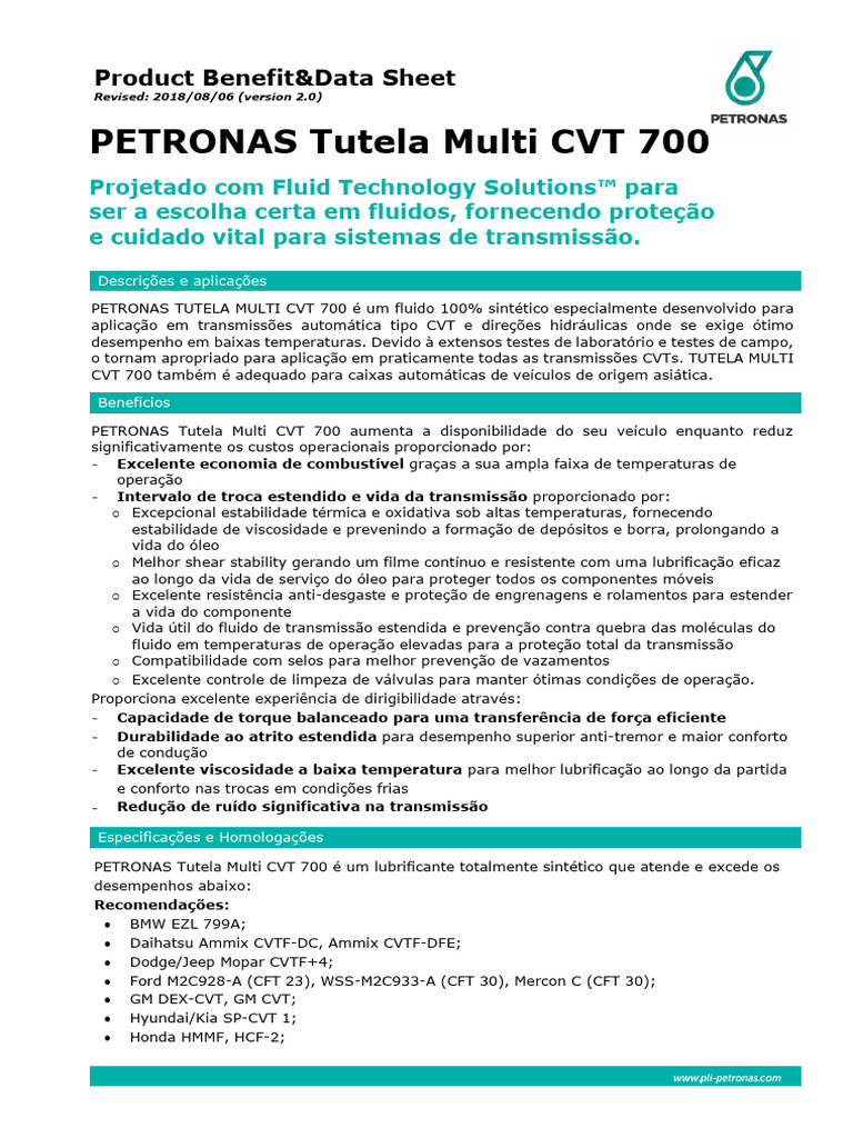 PETRONAS-Tutela-Multi-CVT-700 | PDF