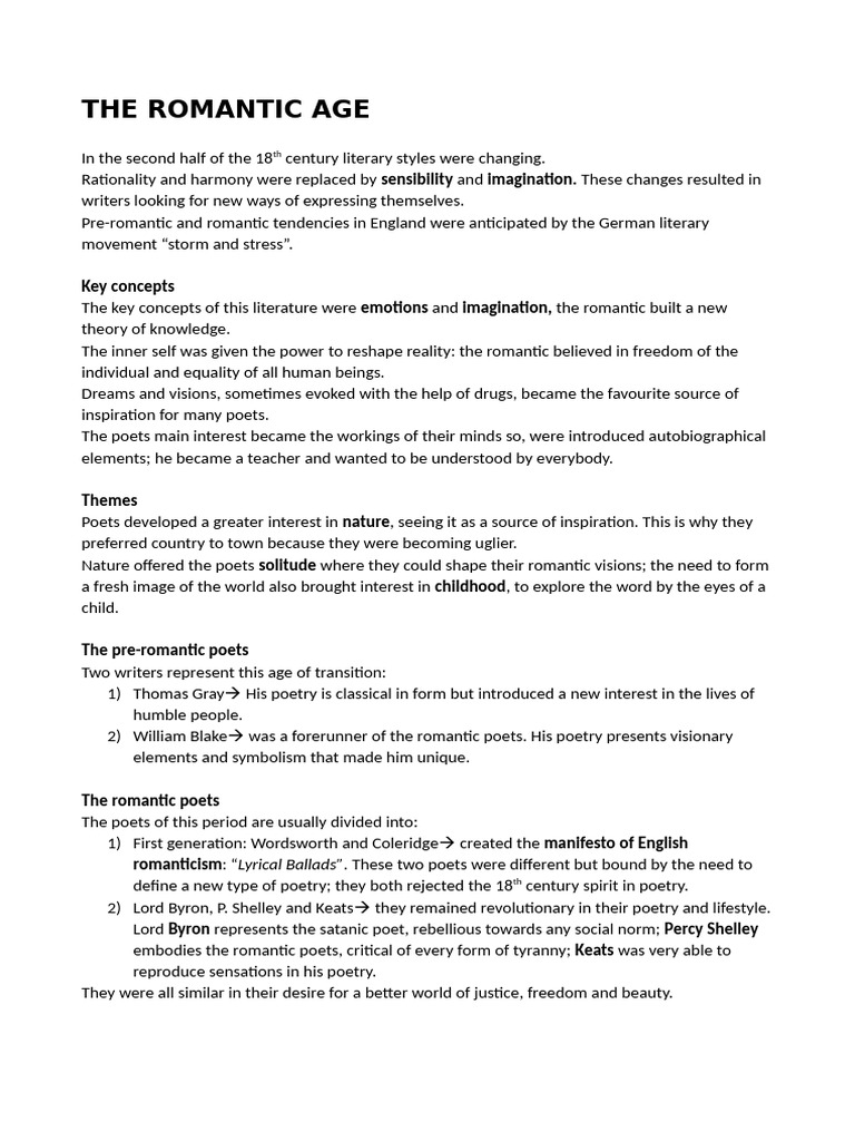 The Romantic Age | PDF