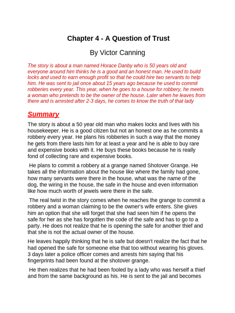 A Question of Trust- Notes | PDF