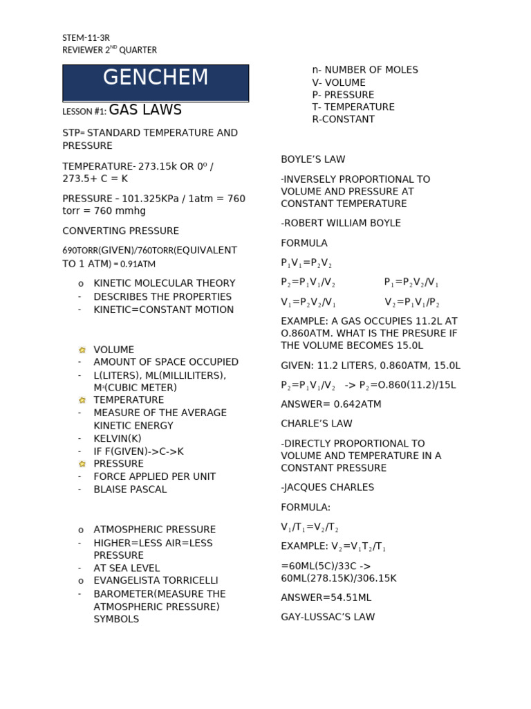 Genchem 2ND Quarter Reviewer | PDF