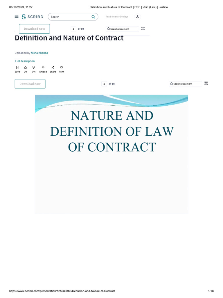 Definition and Nature of Contract - PDF - Void (Law) - Justice | PDF ...