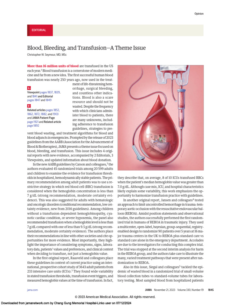 AABB Blood Bleeding and Transfusions | PDF