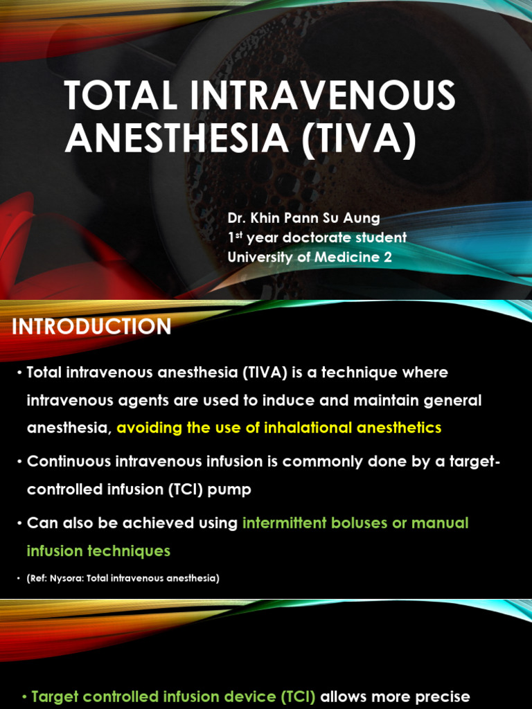 Total Intravenous Anesthesia (TIVA) PDF | PDF