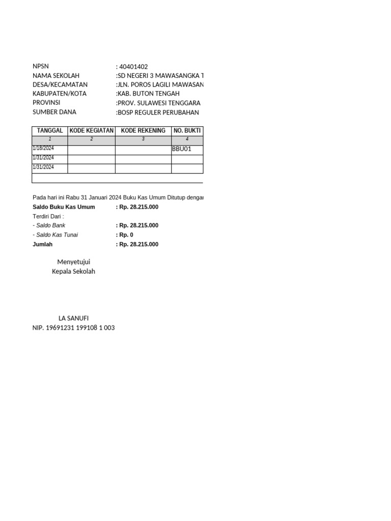 Bku 2024 Bulan 1 | PDF