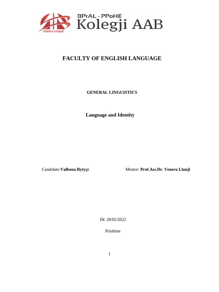Language and Identity | PDF | Identity (Social Science) | Information