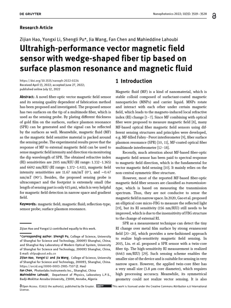 Ultrahigh-Performance Vector Magnetic Field Sensor With Wedge-Shaped ...