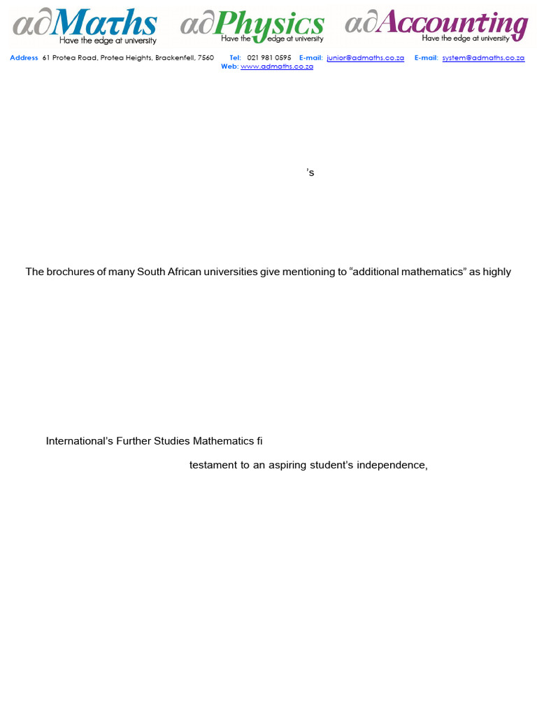 Grade 9-12 AdMaths Information Letter 2024 | PDF