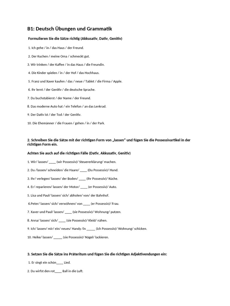 B1: Deutsch Übungen Und Grammatik | PDF