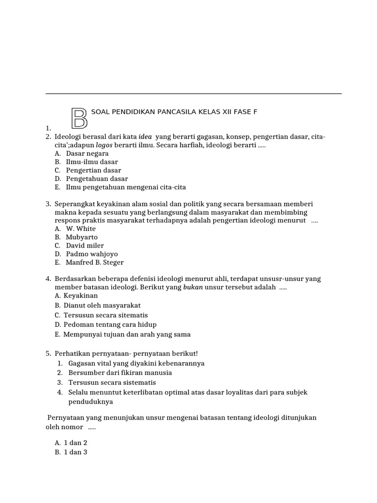 Soal PKN Kelas Xi Fase F | PDF