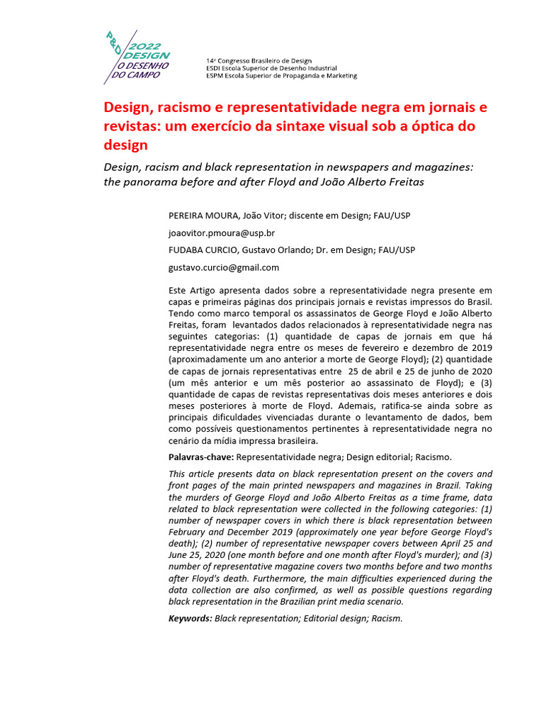 Design, Racismo e Representatividade Negra em Jornais e Revistas - Um ...