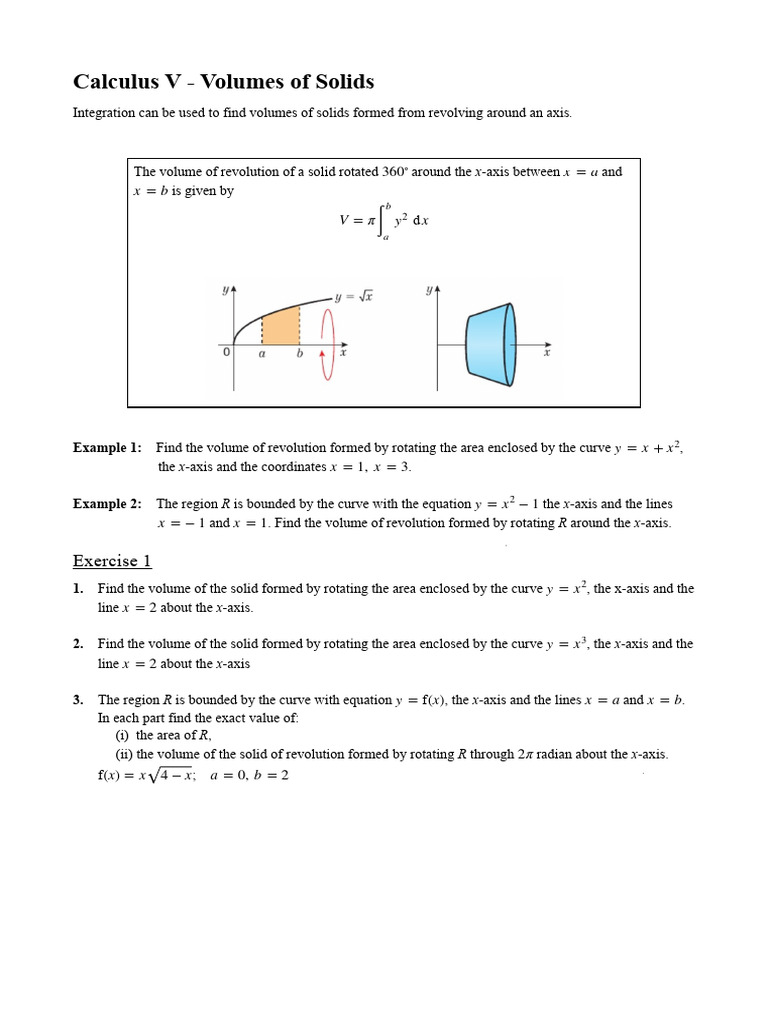 Calculus V - Volume of Solids | PDF