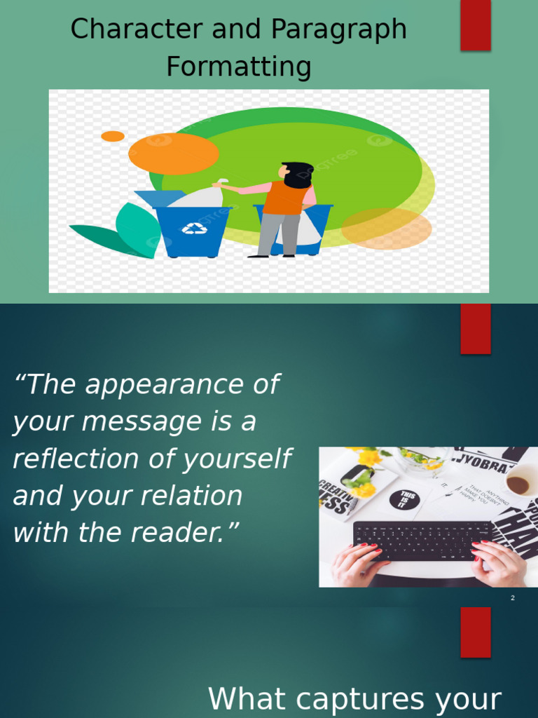 Lesson 6 Character Paragraphing Format | PDF | Paragraph | Printing