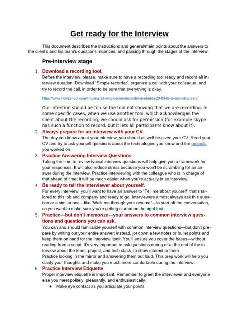 Interview Preparation | PDF