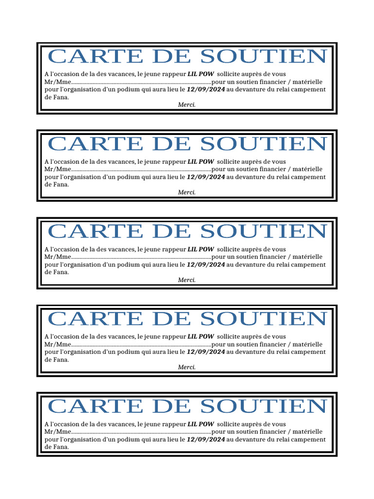 CARTE DE SOUTIEN | PDF