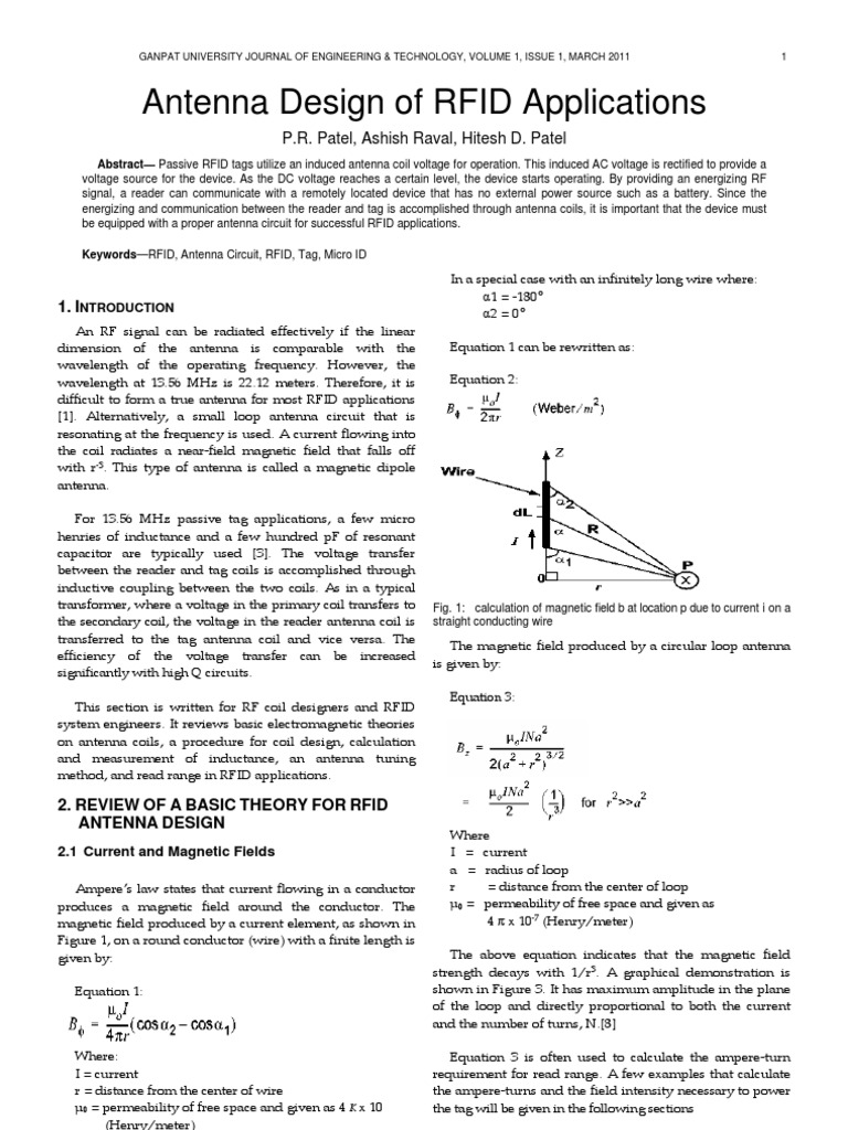 Antenna Design of RFID Applications | PDF | Electromagnetic Induction ...