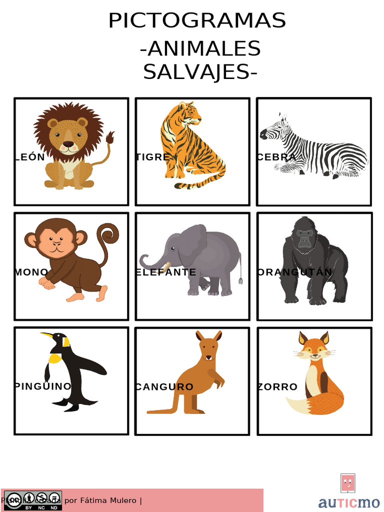 Pictogramas Animales Salvajes Auticmo-1 | PDF