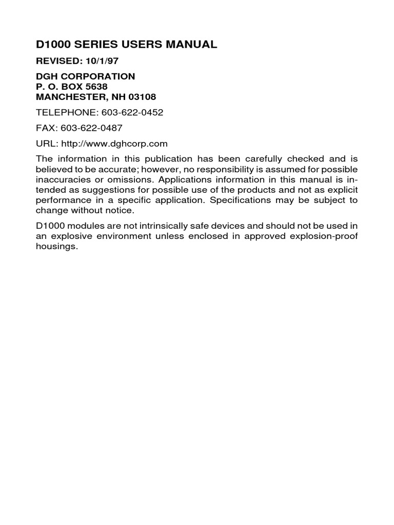 DGH D1000 D2000 User Manual | PDF | Analog To Digital Converter | Ascii