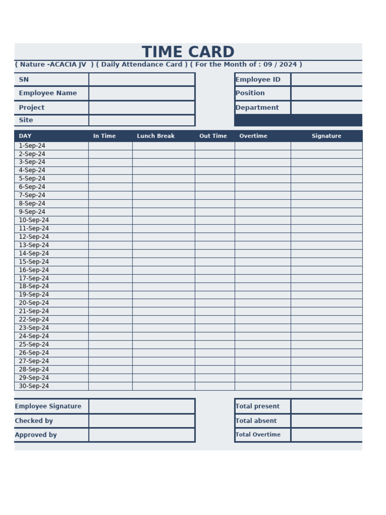 Time card sample | PDF