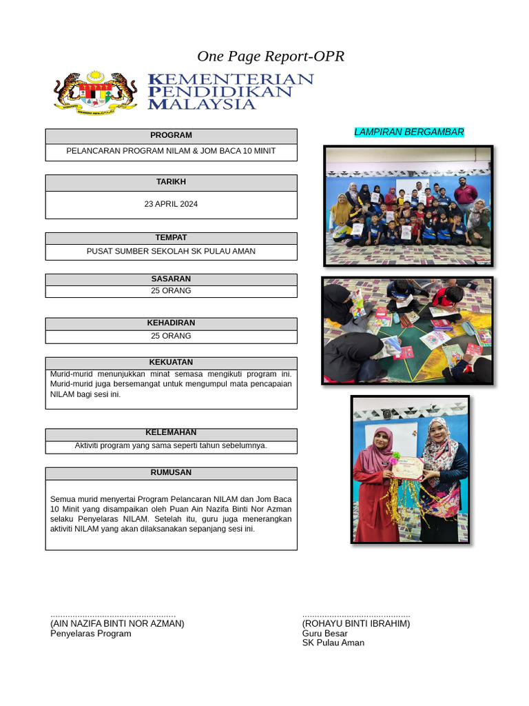 Opr Pelancaran Nilam 2024 | PDF