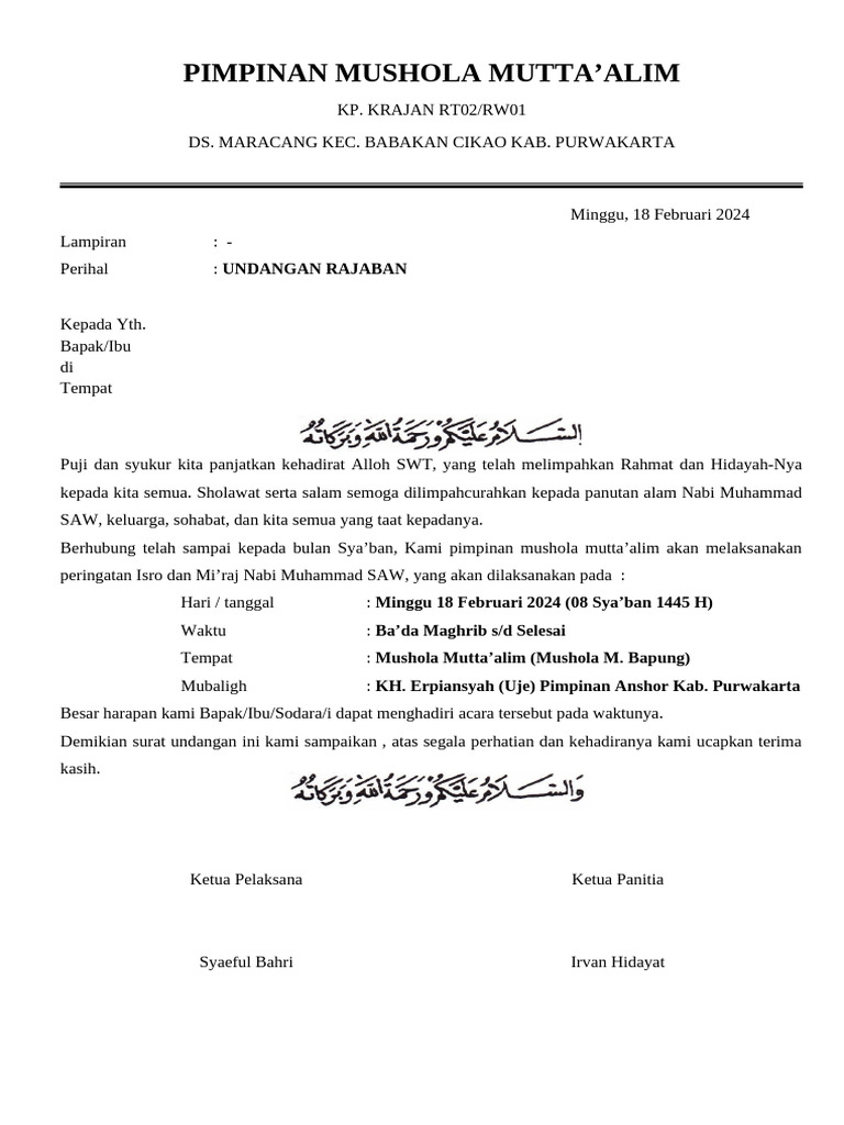 Undangan Rajaban | PDF