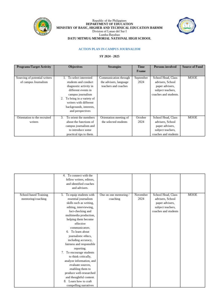 JOURNALISM Action Plan | PDF