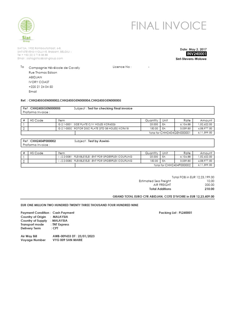 New Ho Purchase Final Invoice Print Model | PDF