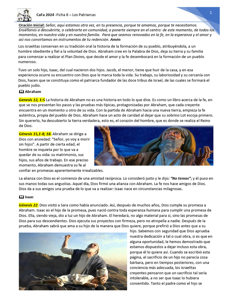 Ficha 08 2023 Los Patriarcas | PDF | Jacob | Abrahán