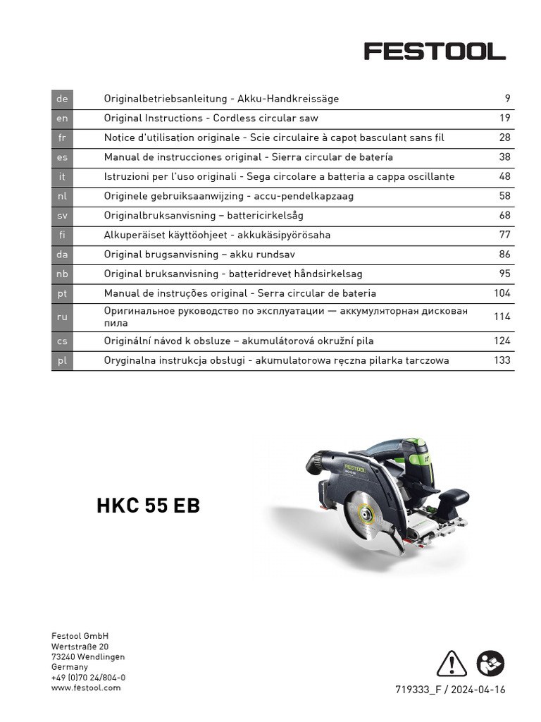 HKC 55 Eb: de en FR Es It NL SV Fi Da NB PT Ru Cs PL | PDF