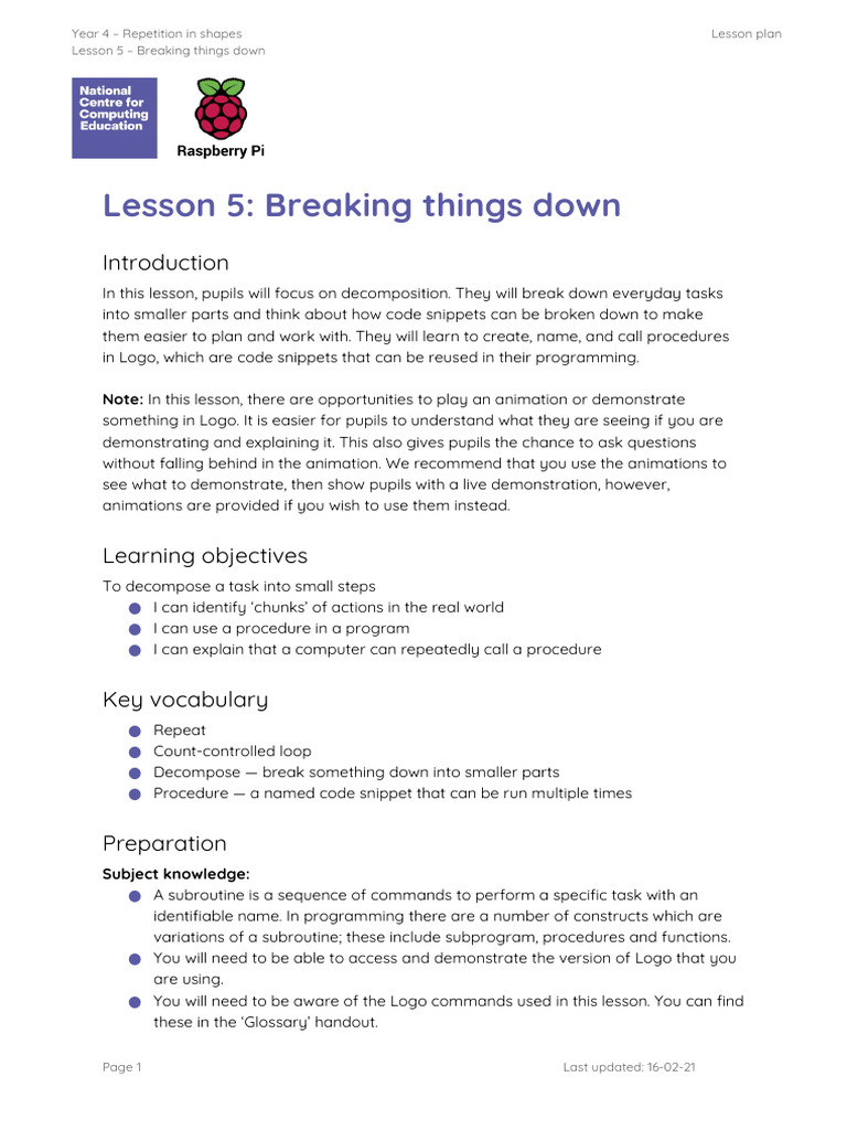 L5 Lesson Plan - Repetition in Shapes - Y4 | PDF