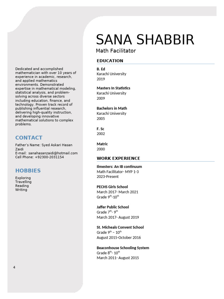 Sana Shabbir CV Updated | PDF