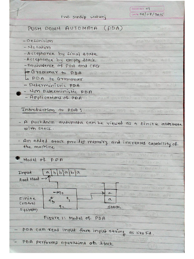 Unit IV Pushdown Automatapda | PDF
