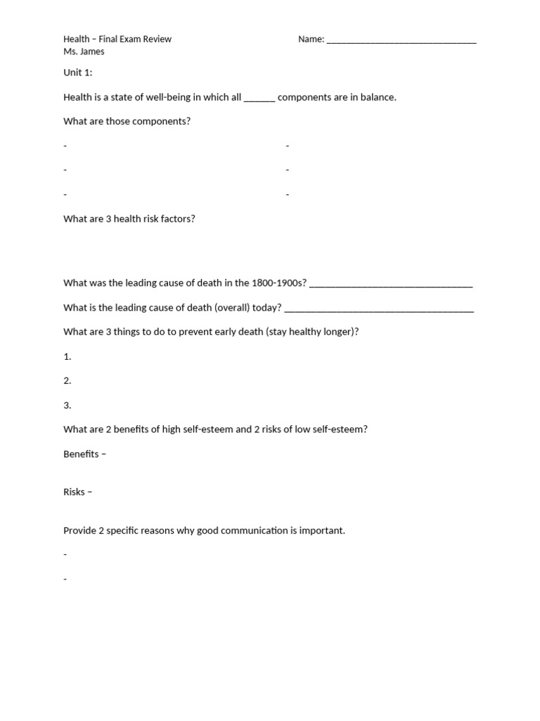 Final Exam Review Packet | PDF