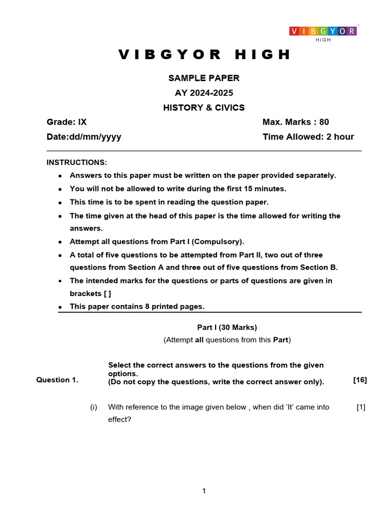 History Civics QP | PDF