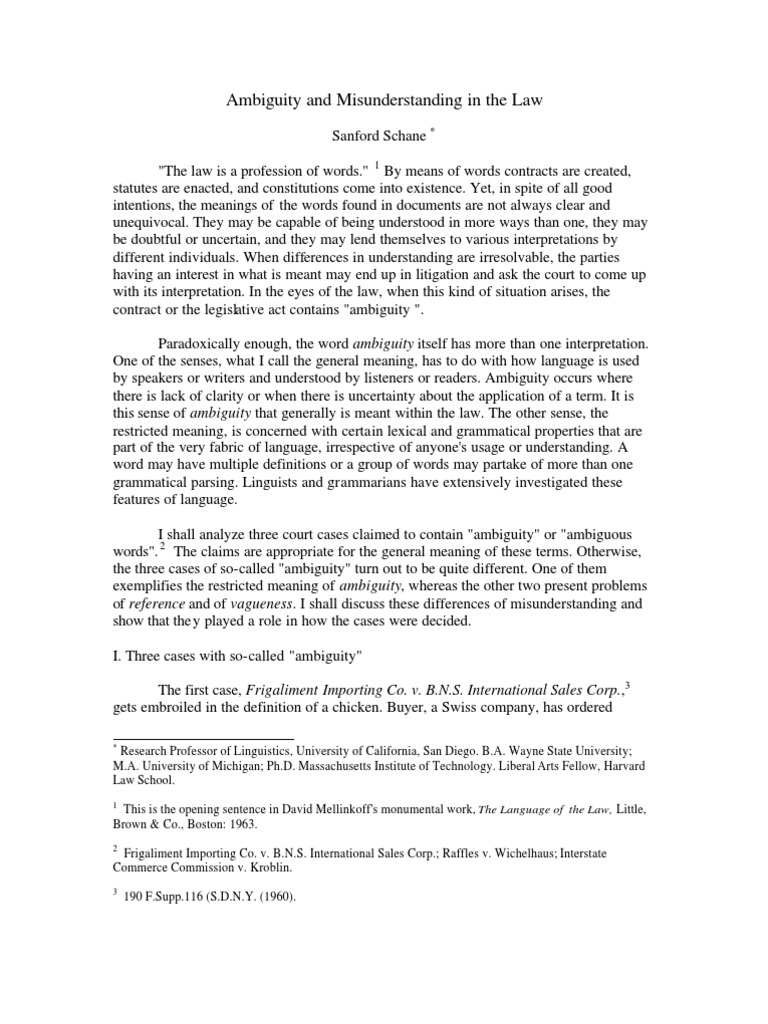 Legal Ambiguity: Cases and Interpretations | PDF | Ambiguity | Sentence ...