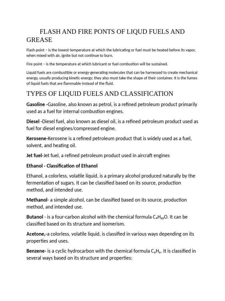 Flash and Fire Ponts of Liqud Fuels and Grease | PDF