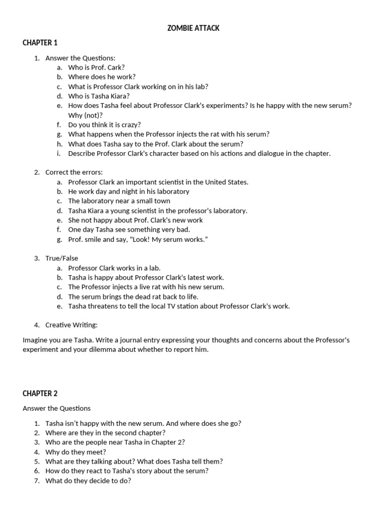 Zombie Attack Activities | PDF