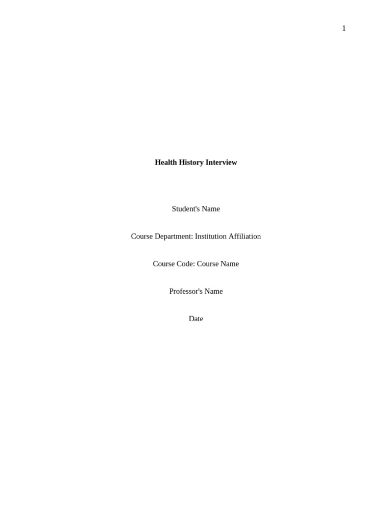 Health History Interview on Hypertension | PDF | Human Diseases And ...