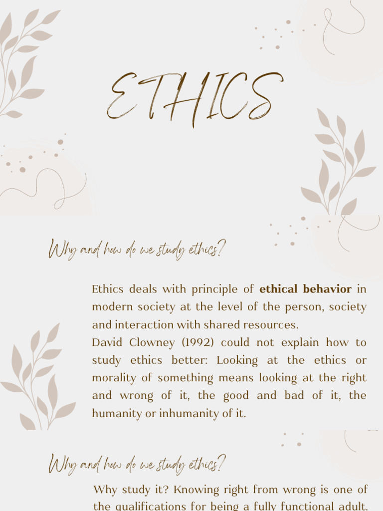 Why Do We Need Study Ethics Lesson 2 | PDF | Morality | Science ...