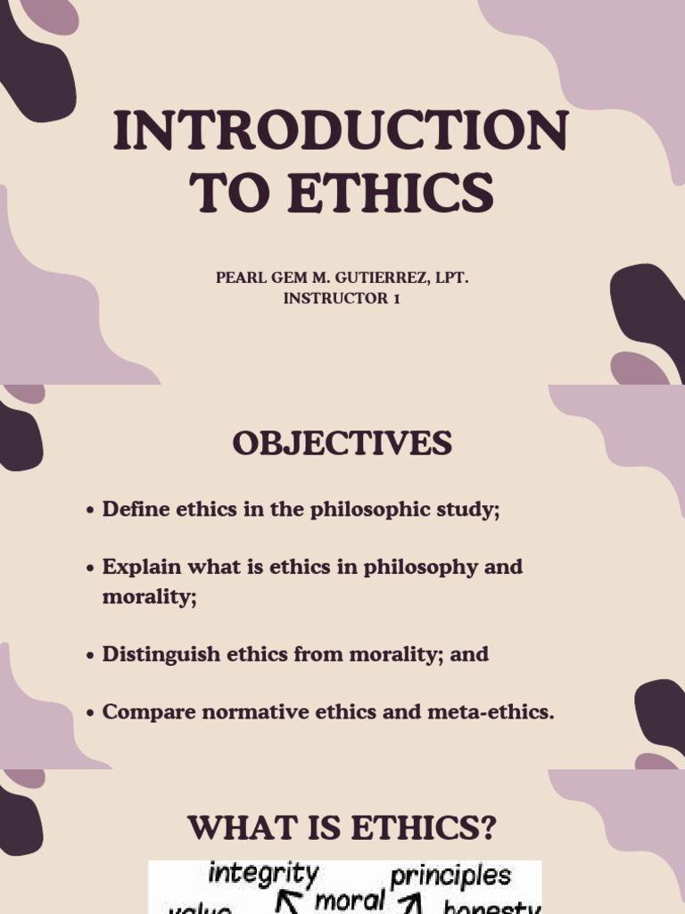 Introduction To Ethics Lesson 1 | PDF | Morality | Career & Growth