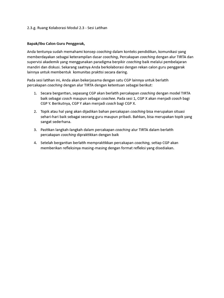 2.3.g. Ruang Kolaborasi Modul 2.3 - Sesi Latihan | PDF | Karier & Perkembangan