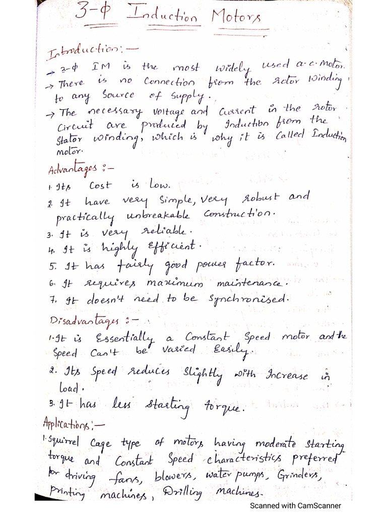 3-phase Induction Motor Notes | PDF