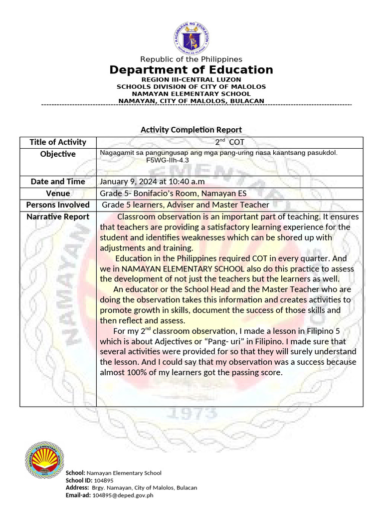 ACR-2nd COT - 2023-2024 | PDF