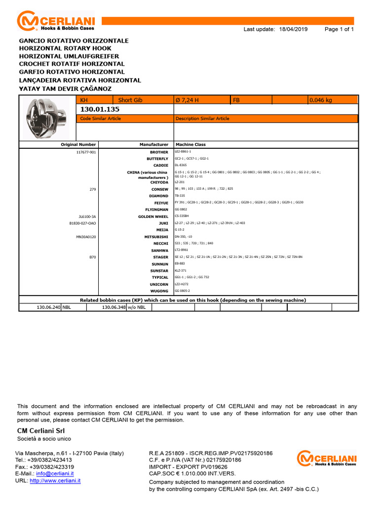 CM Data Sheet KH 130 01 135 | PDF