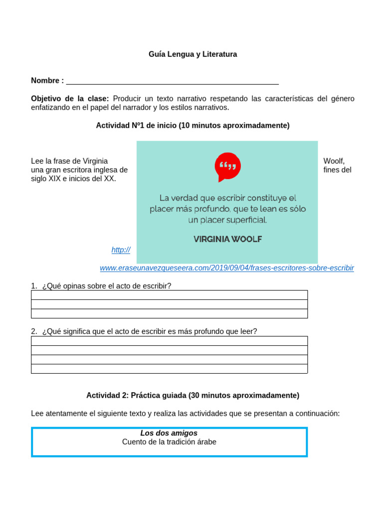 Guia de Lenguaje primero medio | PDF