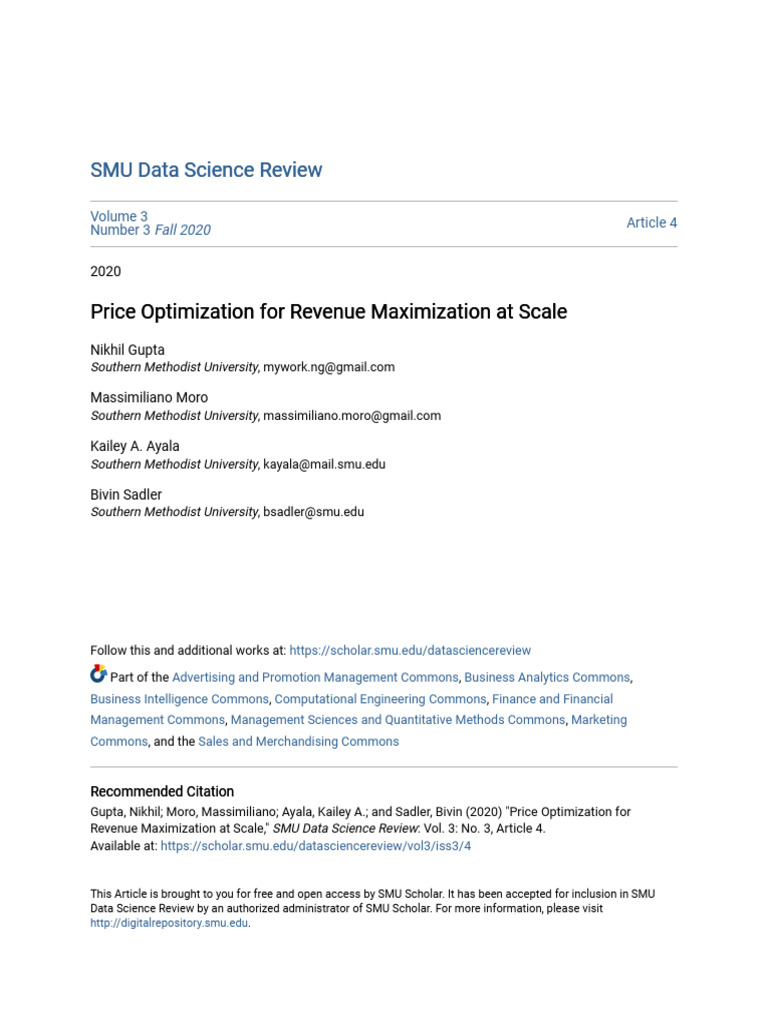 Price Optimization For Revenue Maximization at Scale | PDF | Demand ...