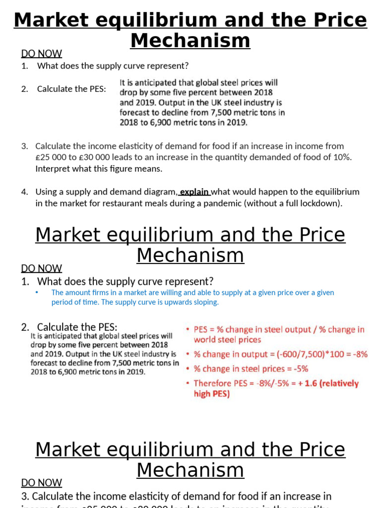 Lesson 15 - Market Equilibrium + Price Mechanism Final OWI | PDF