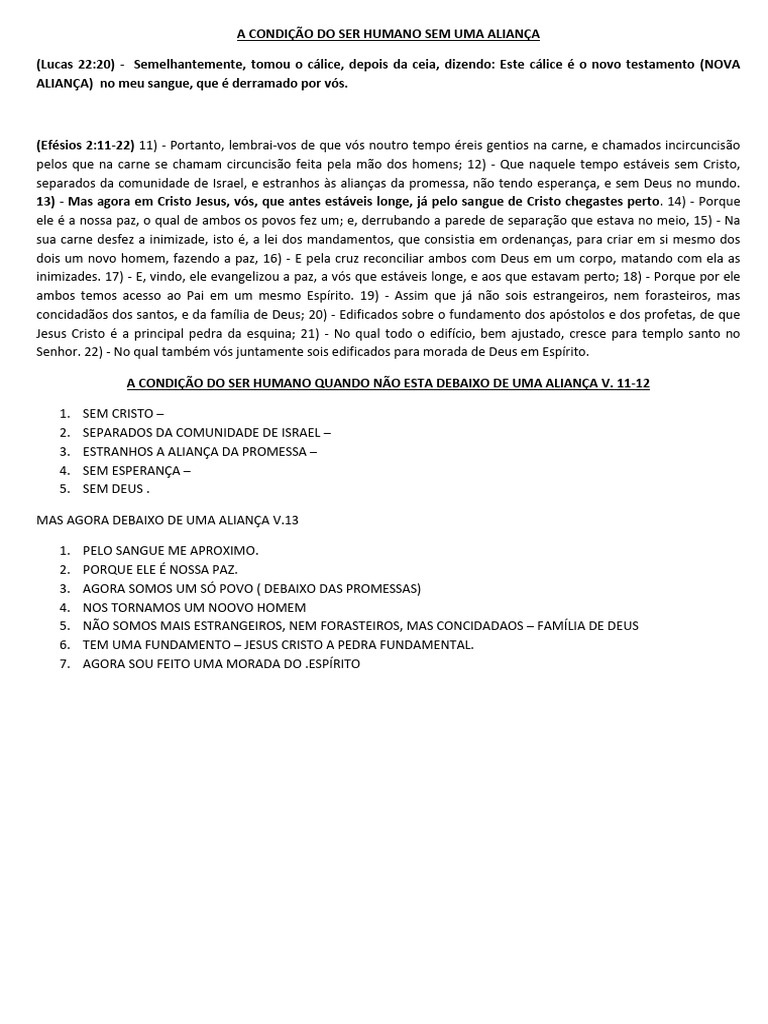 A Condição Do Ser Humano Sem Uma Aliança | PDF