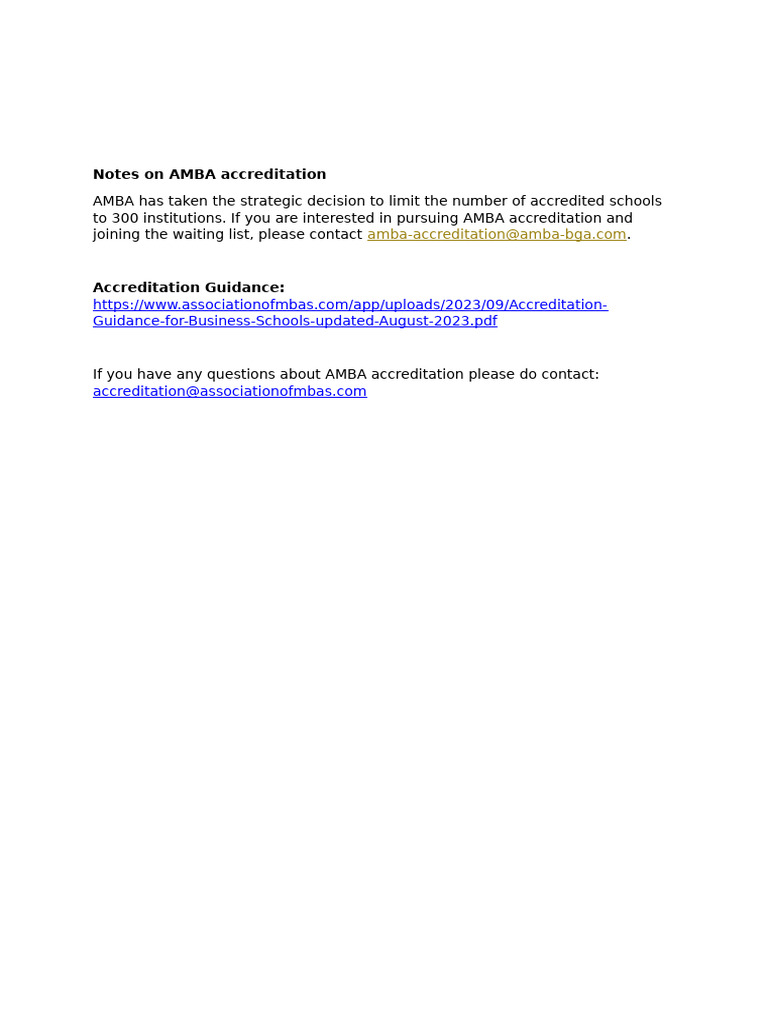 Notes On AMBA Accreditation | PDF