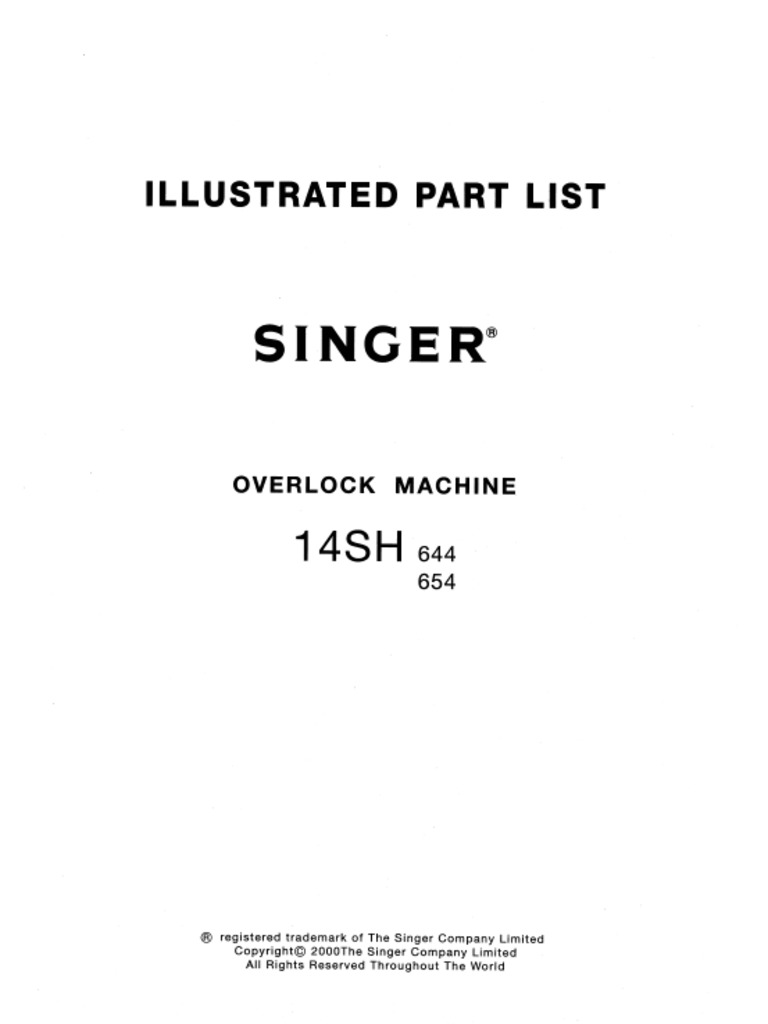Singer 14SH644 - 14SH654 Parts List | PDF